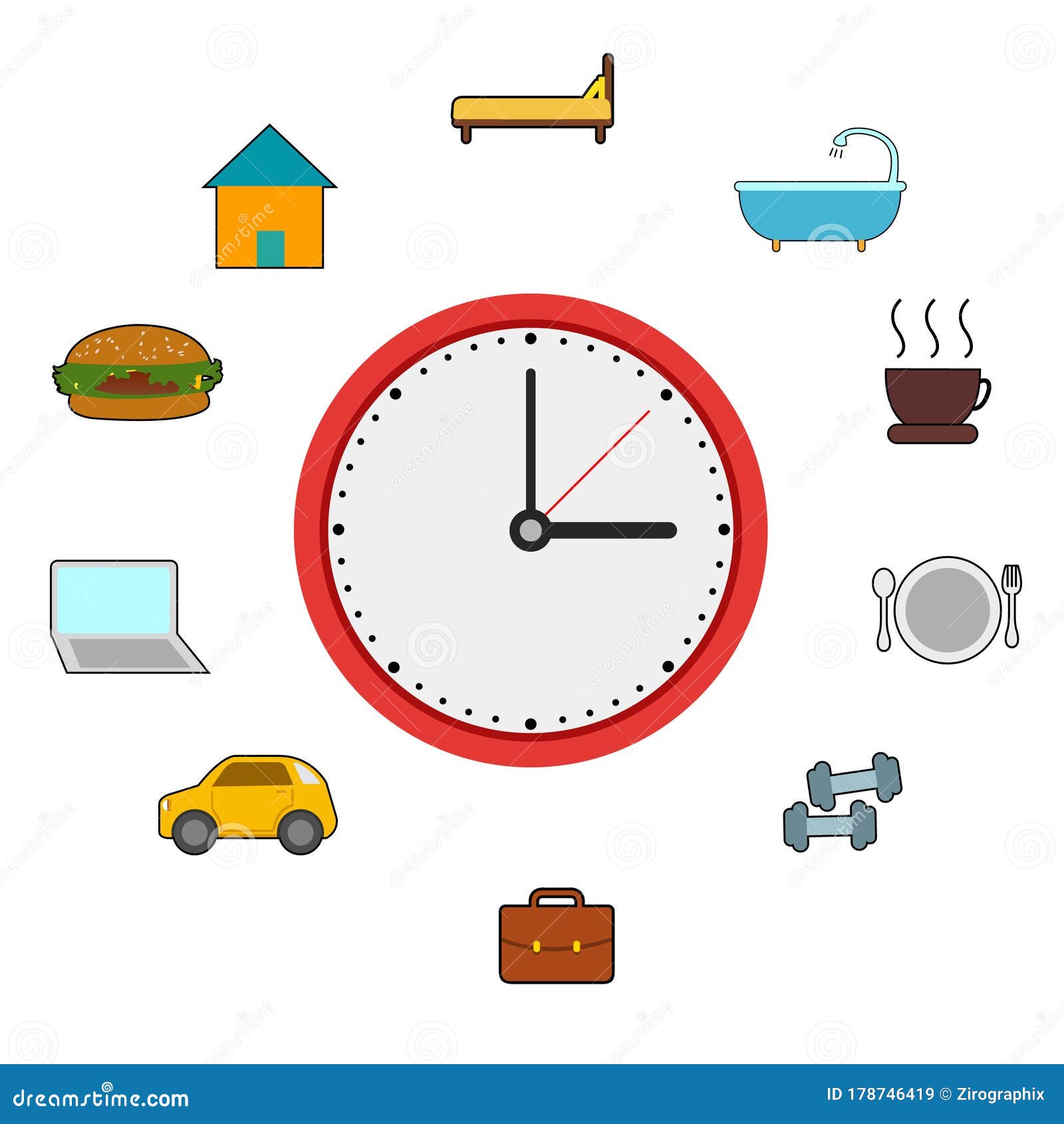 Daily Routine Set of Vector Icons Stock Vector - Illustration of corona ...