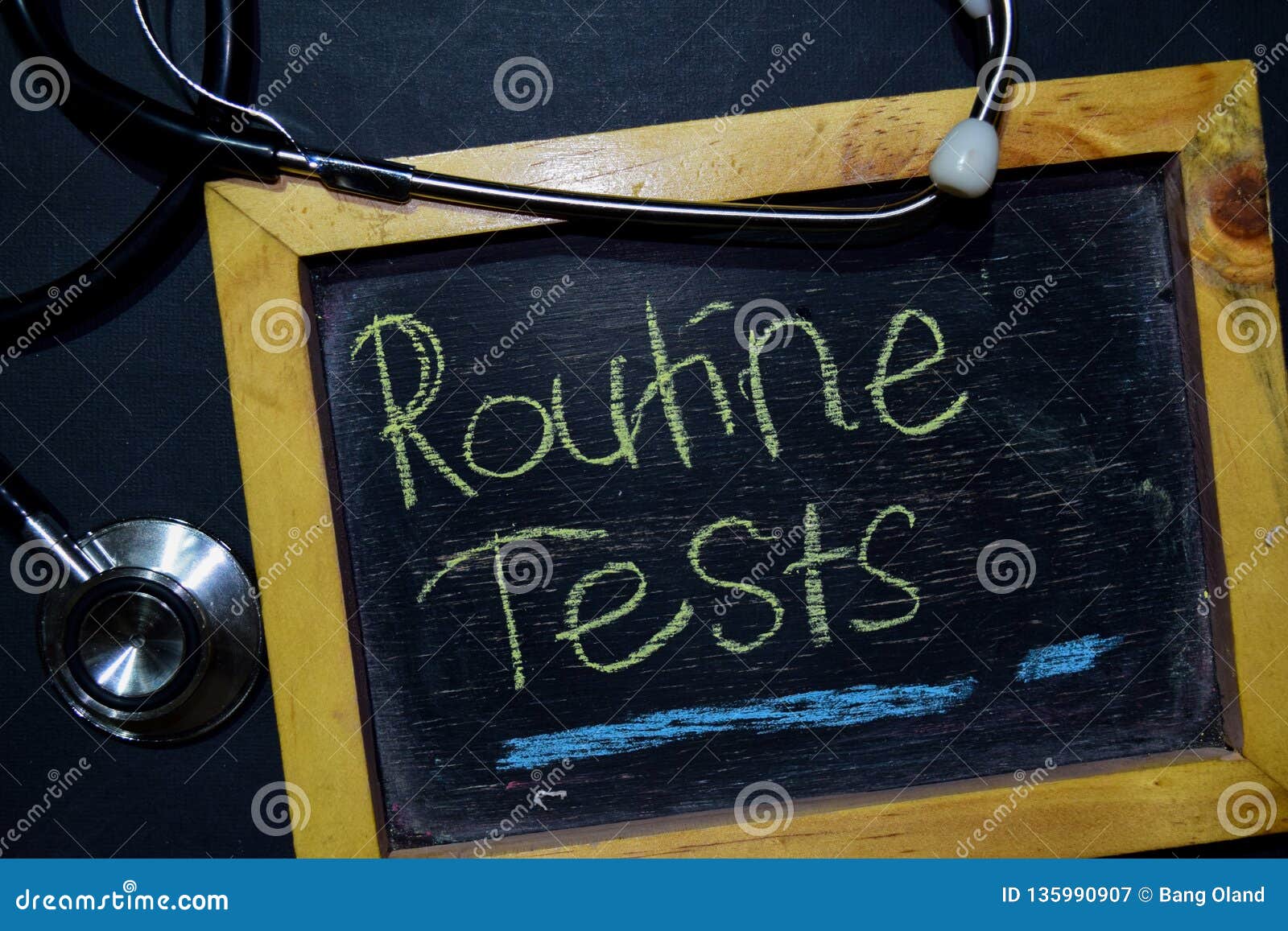 Routine Test Handwriting on Chalkboard on Top View. Stock Image - Image ...