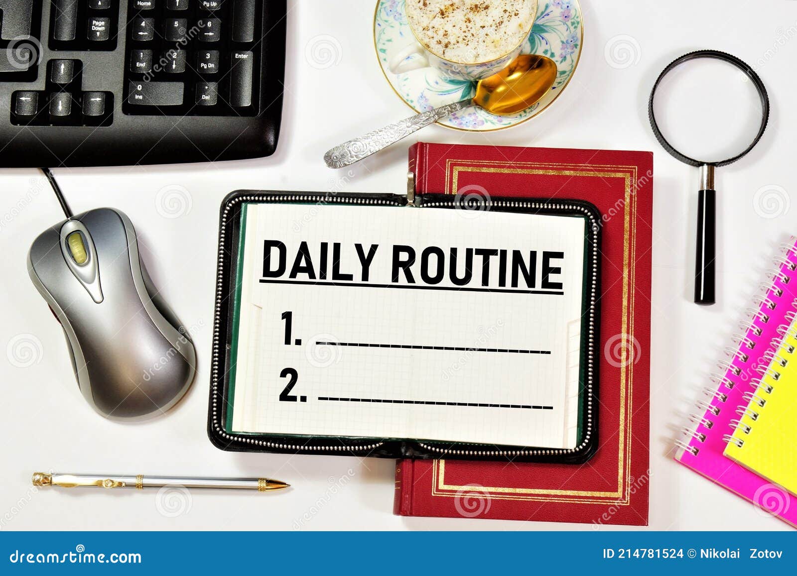 Daily Routine. Text Label for Planning Activities Stock Photo - Image ...