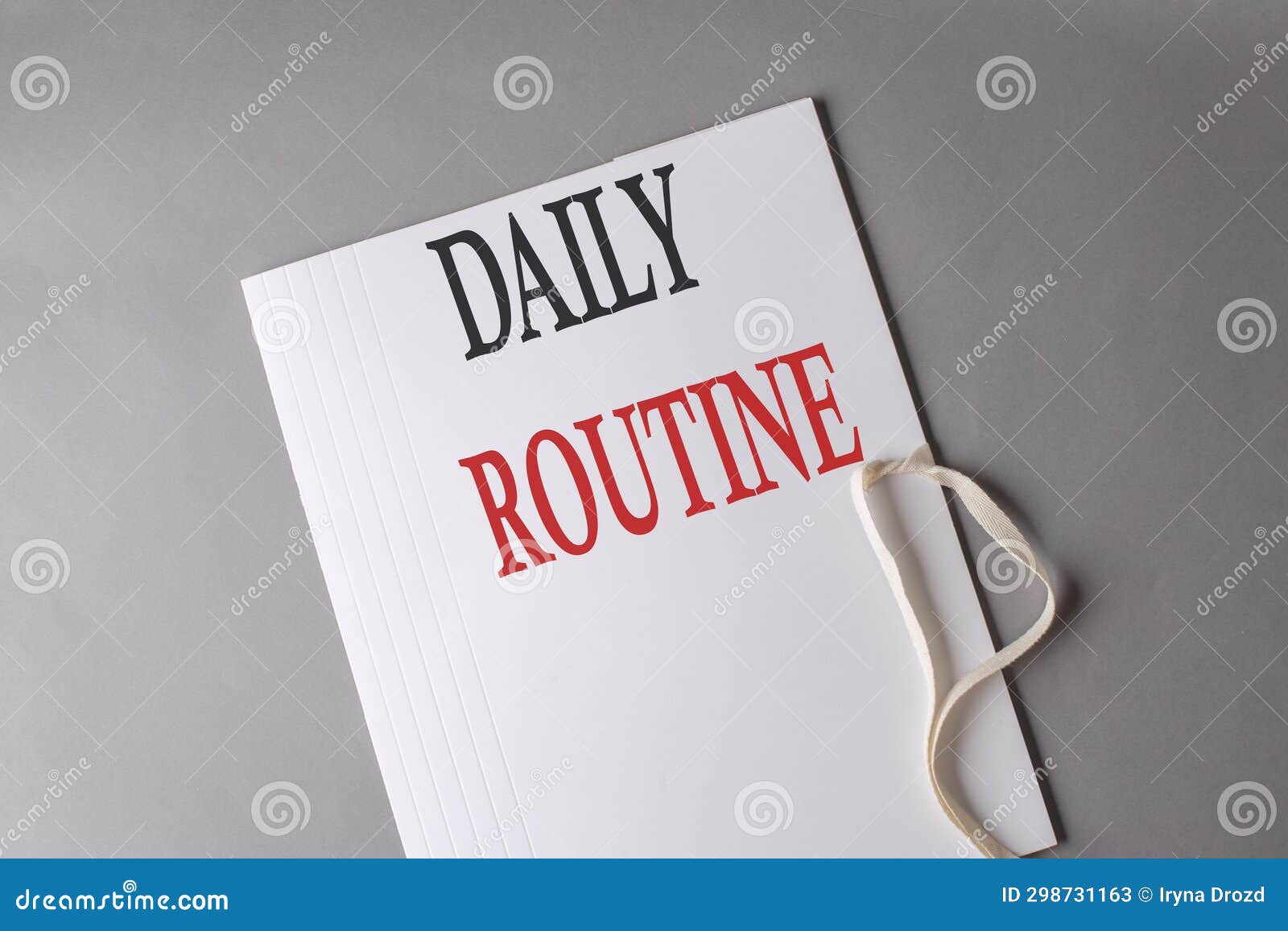 Daily ROUTINE Text on a White Folder on Grey Background Stock Image ...