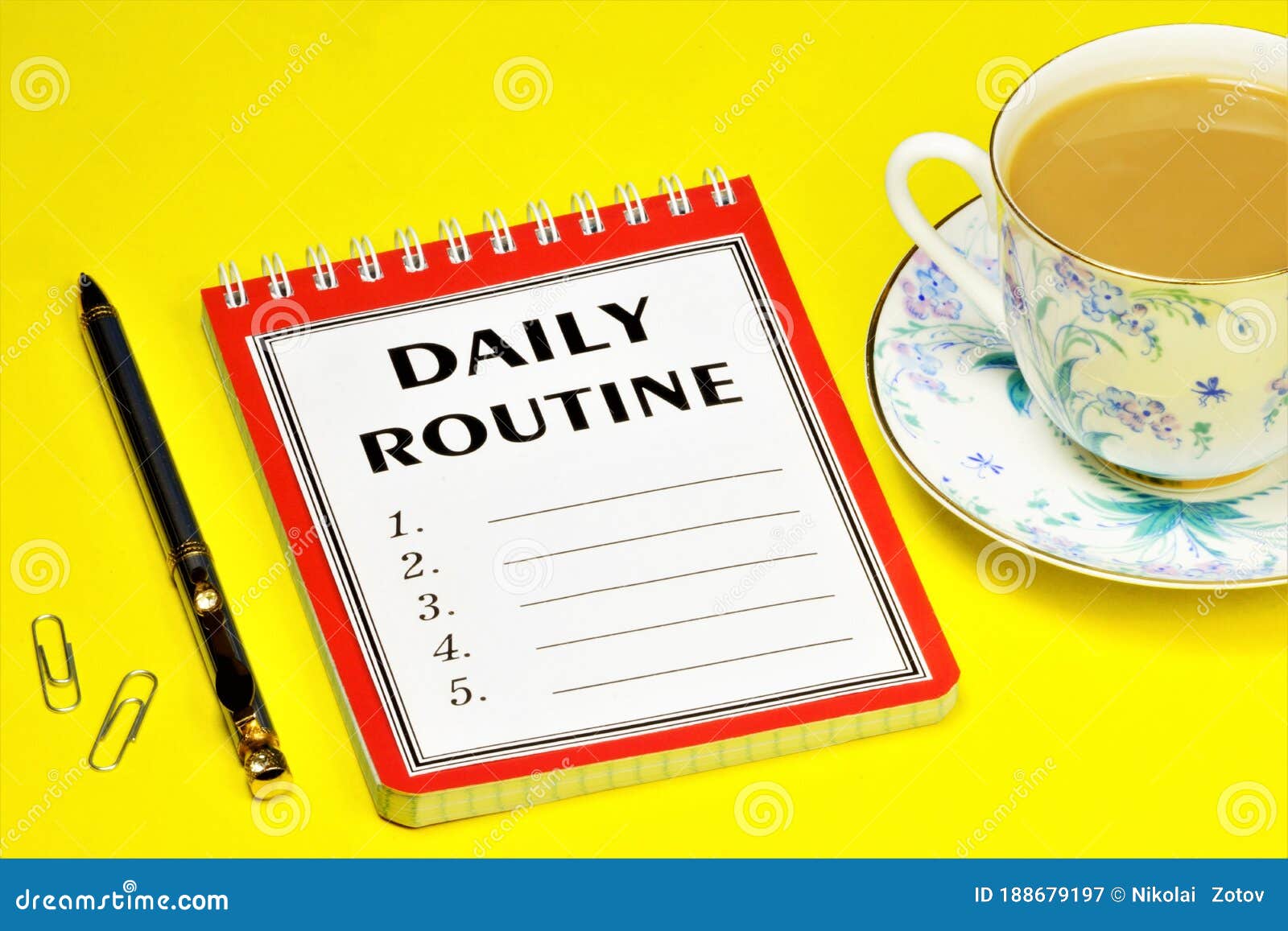 Daily Routine - Writing Text on a Notepad, Scheduling Tasks, Stock ...