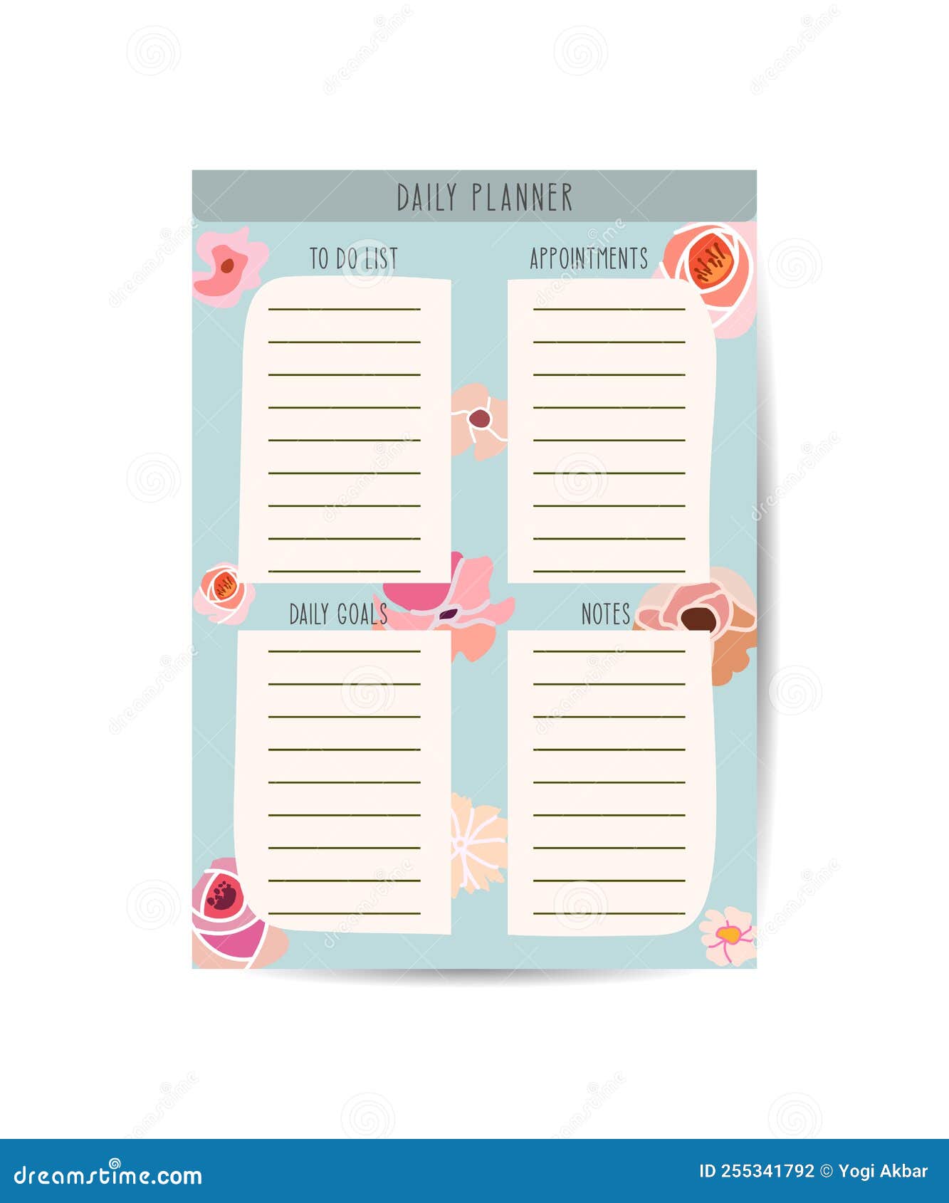 Daily Routines Planner Template with Floral Design. Planner with Space ...