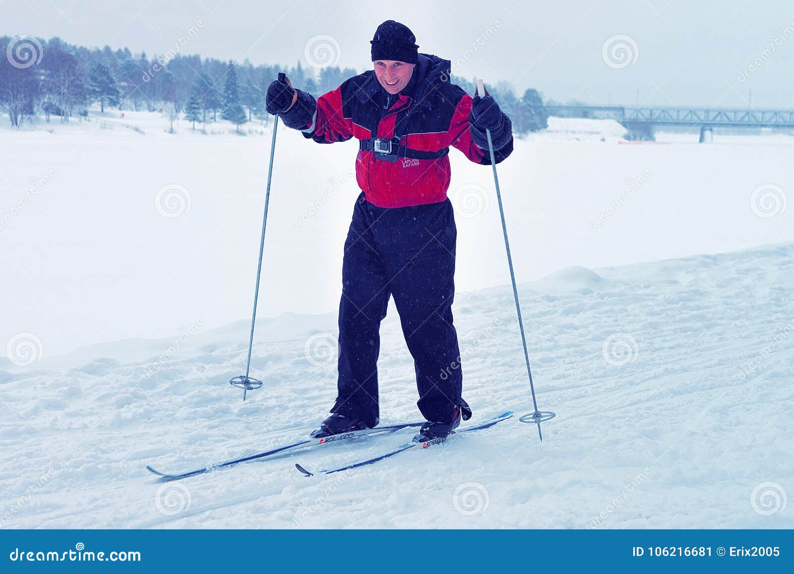 Man Skiing in Winter Rovaniemi Editorial Photo - Image of north, city ...