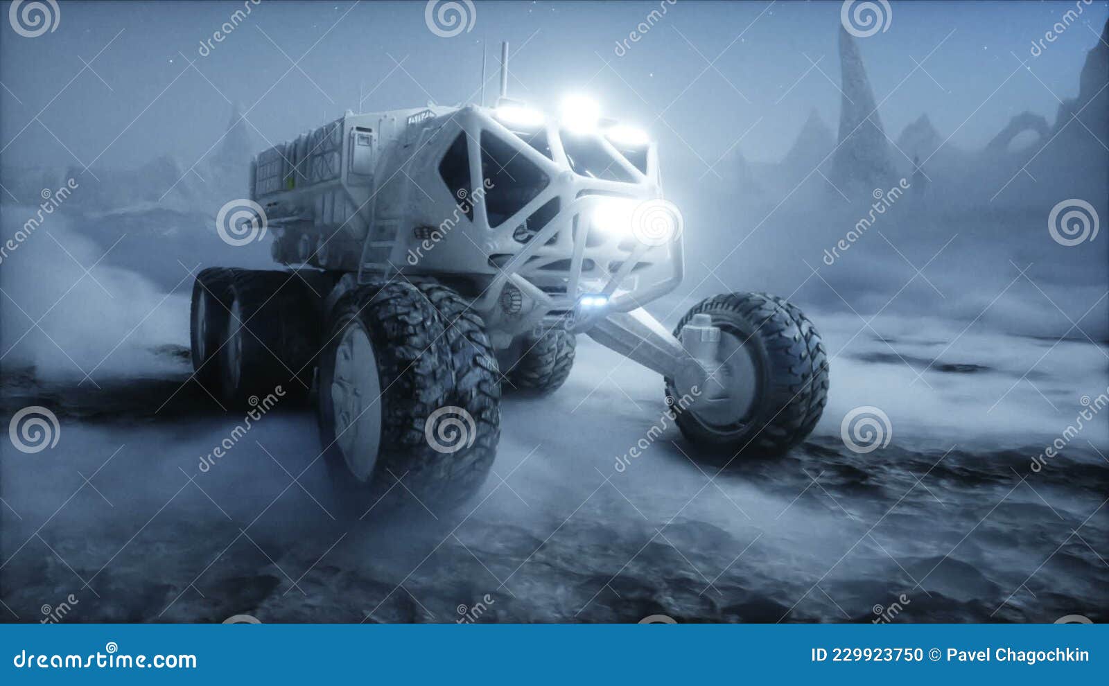 Rover on Alien Planet. Mars Surface. Realistic 3d Animation. Stock ...
