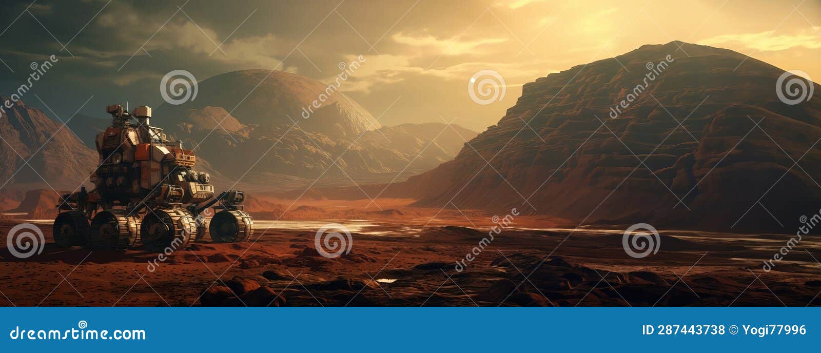 The Rover Explores the Surface of Mars, Copy Space. Created Using ...