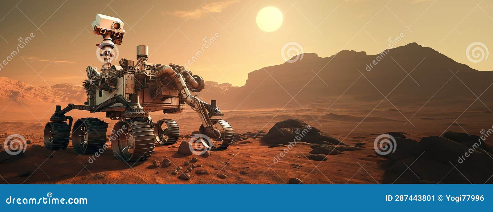 The Rover Explores the Surface of Mars, Copy Space. Created Using ...