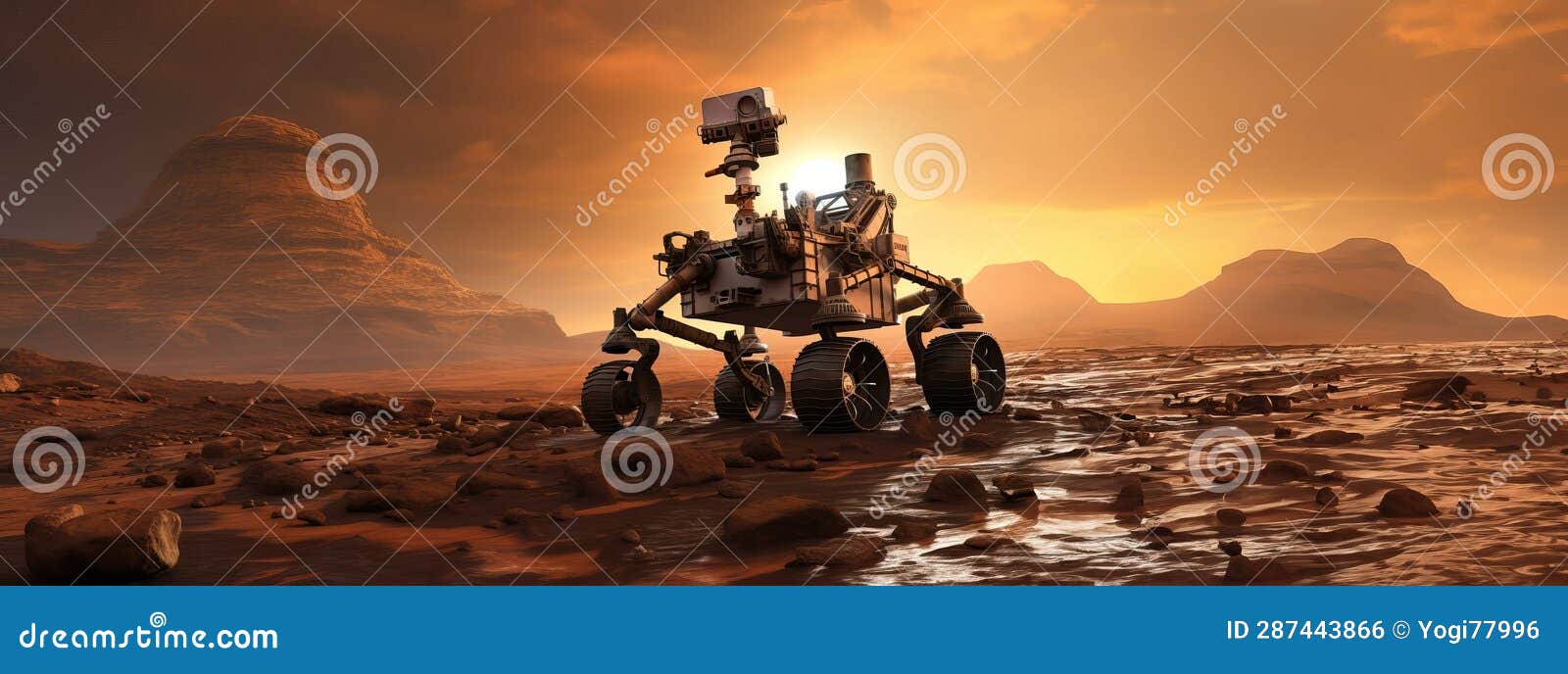 The Rover Explores the Surface of Mars, Copy Space. Created Using ...