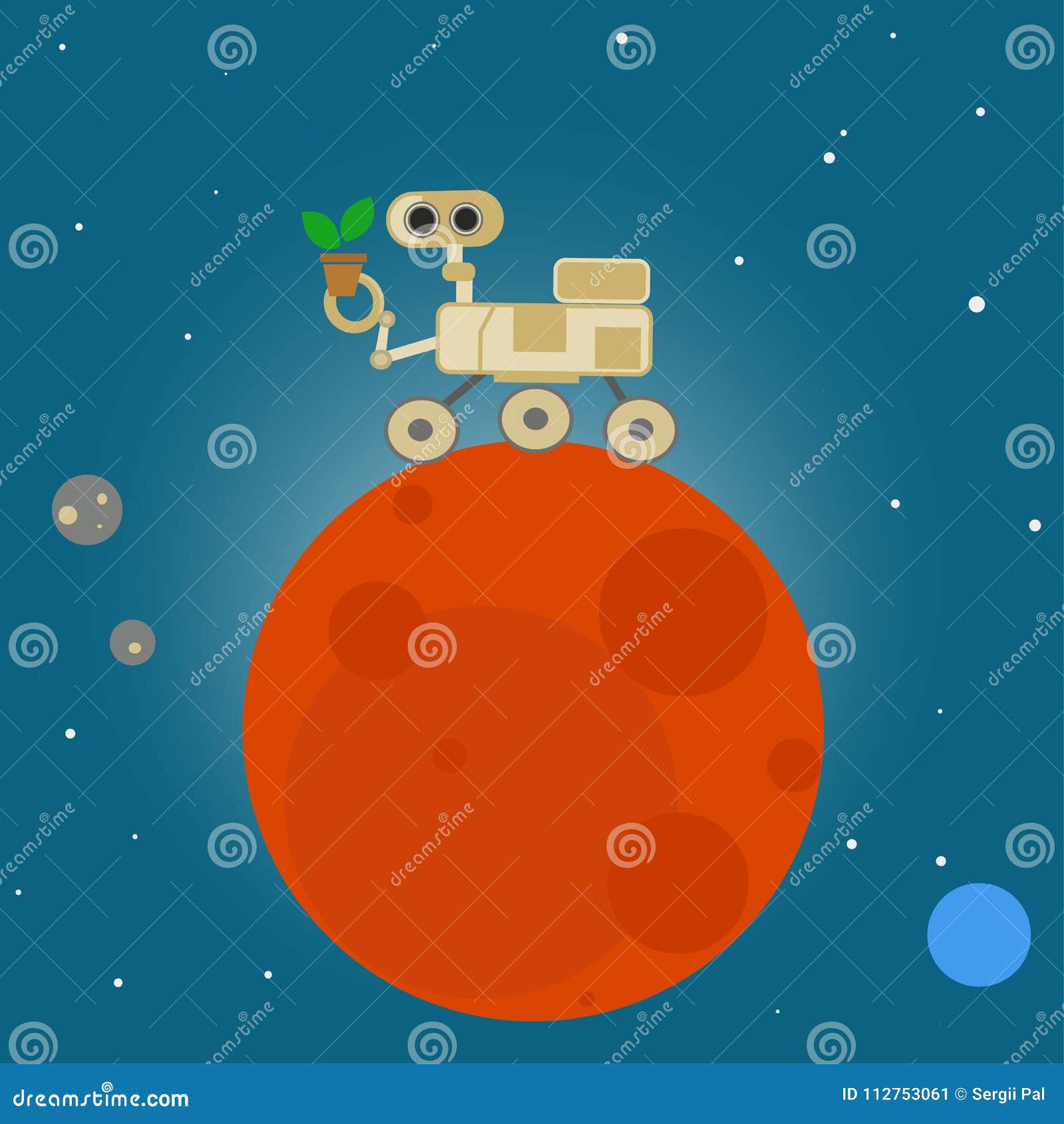 Rover on Mars in Cartoon Style Stock Vector - Illustration of flat ...