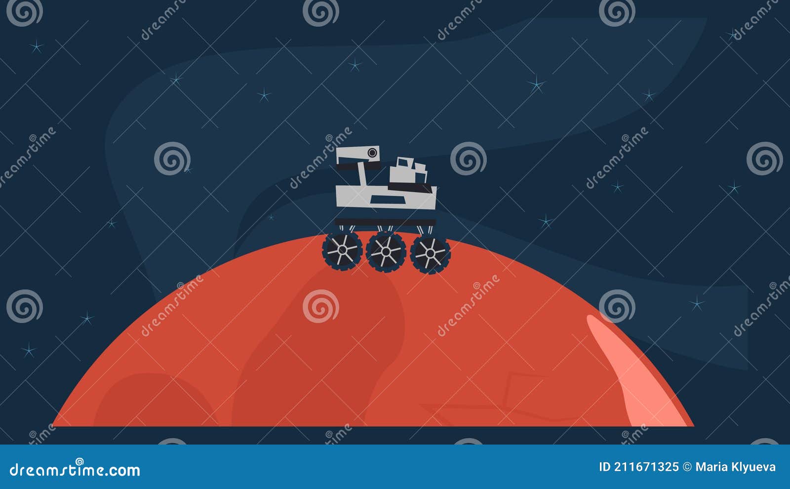 Rover on Mars Explores Mars. Flat Concept Vector Stock Vector ...
