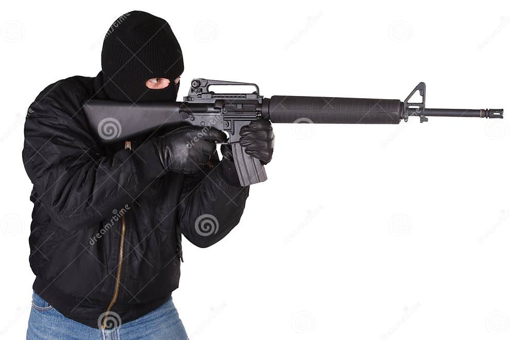 Rover met M16 geweer stock foto. Image of aanval, doods - 45242392