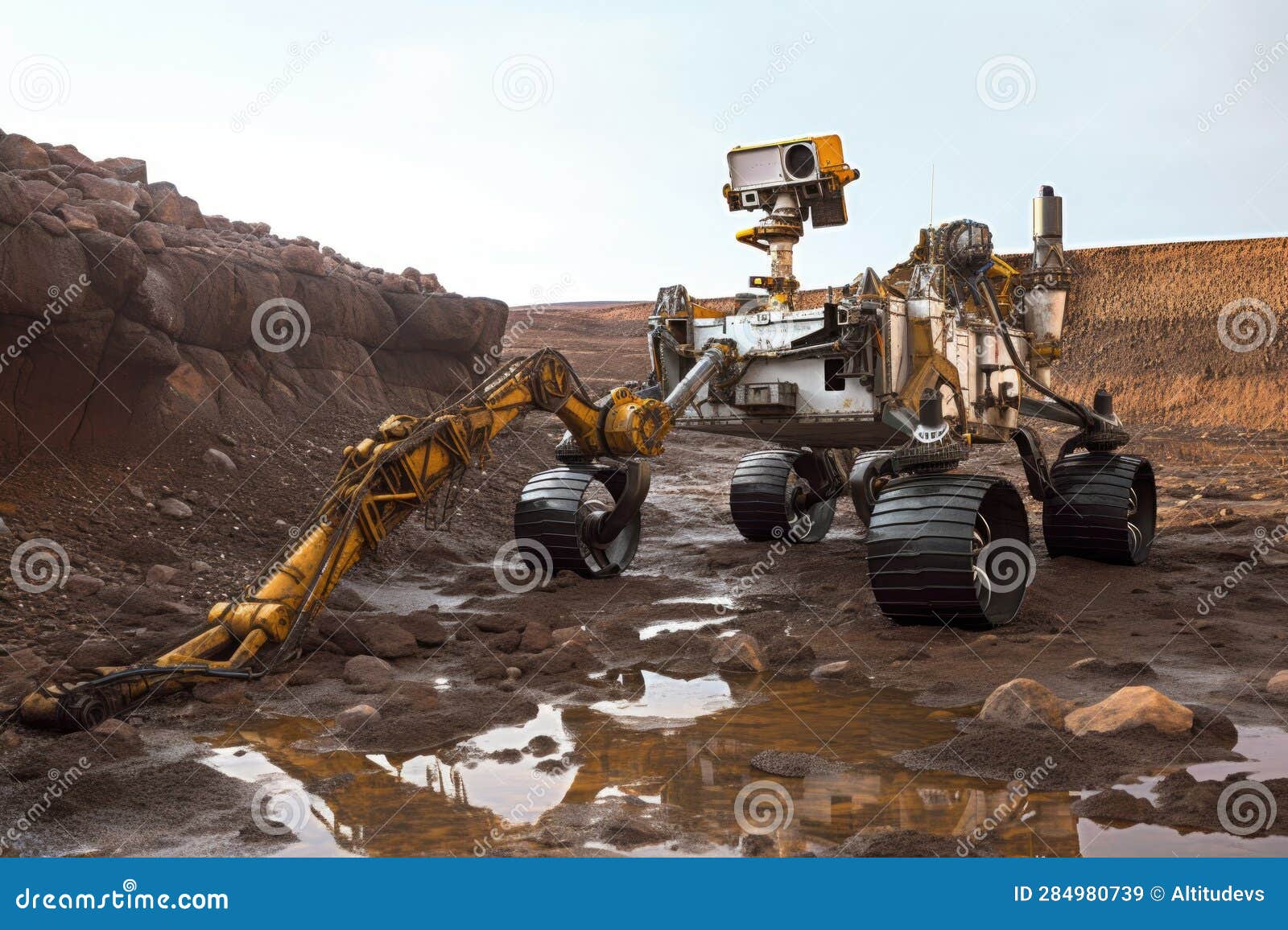 Rovers Robotic Arm Collecting Rock Samples Stock Illustration ...