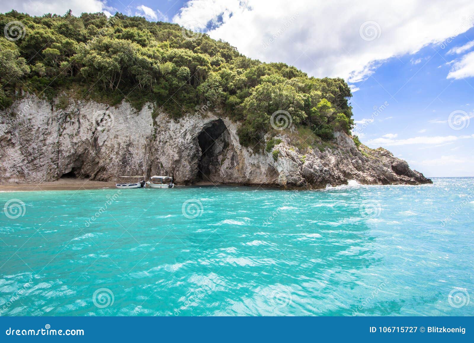 Rovinia Beach, Corfu, Greece Stock Image - Image of cave, coast: 106715727