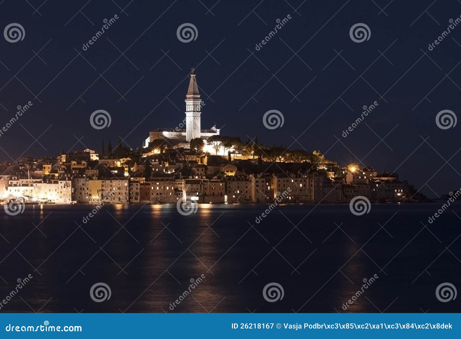 Rovinj by night stock image. Image of istria, buildings - 26218167