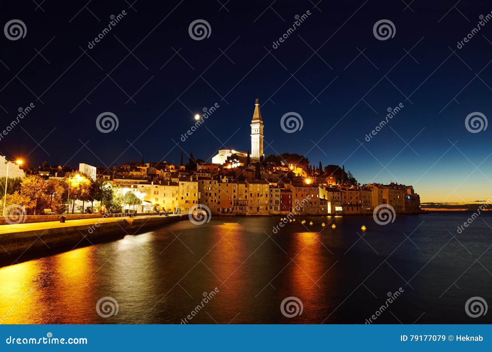 Rovinj by night stock image. Image of colorful, night - 79177079