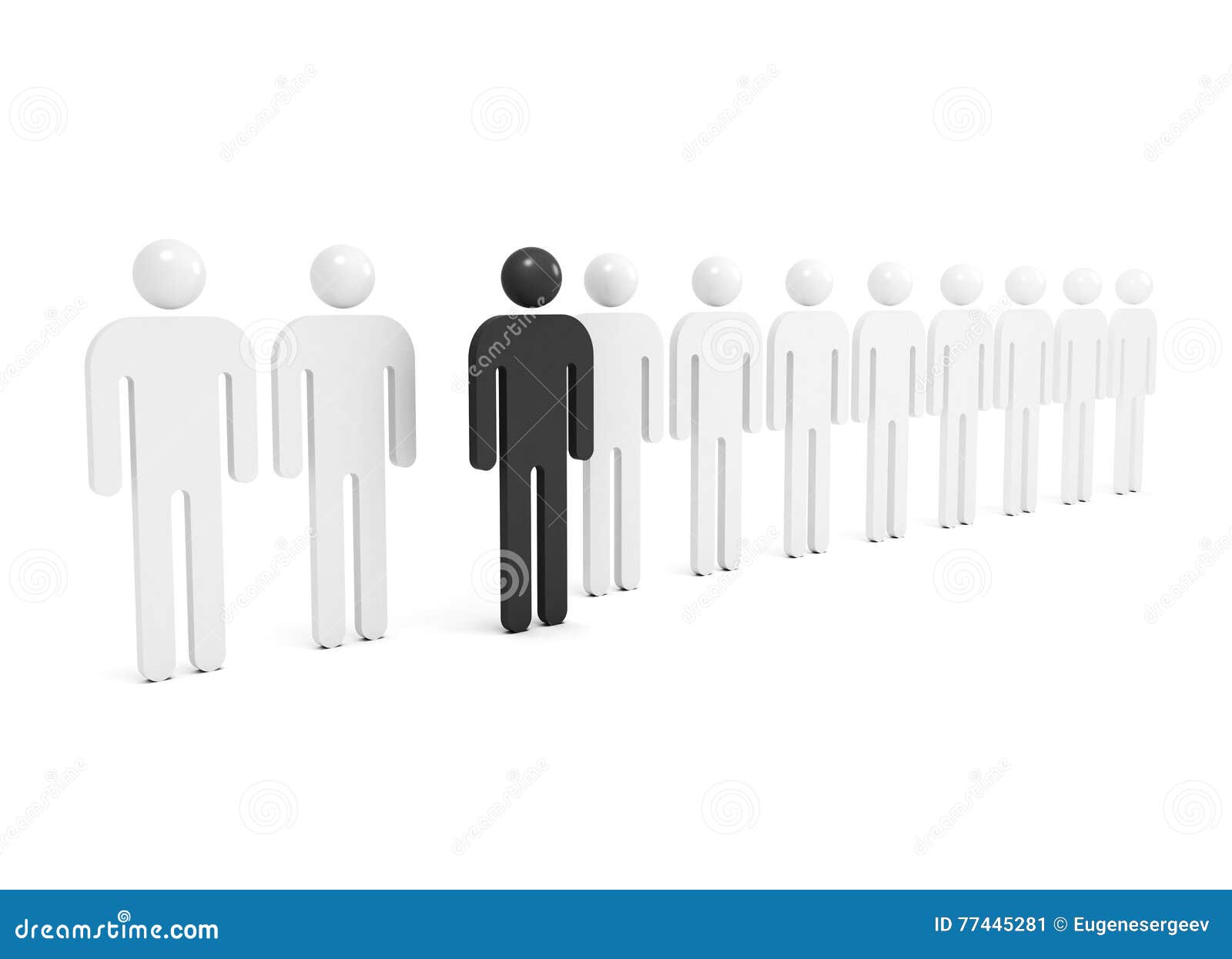 Row of Abstract White People with One Black Stock Illustration ...