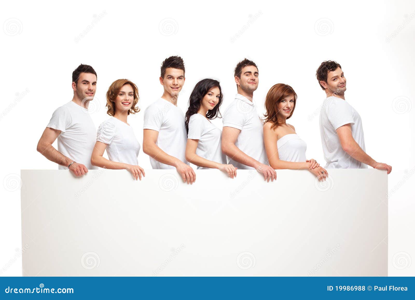 In a Row Advertising Friends Stock Photo - Image of board, brunette ...