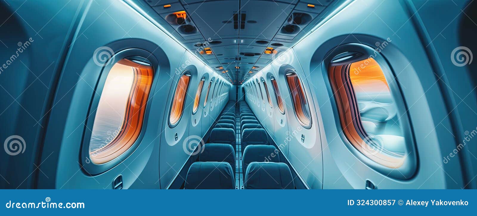 Row of Airplane Windows on Fuselage Stock Image - Image of horizon ...