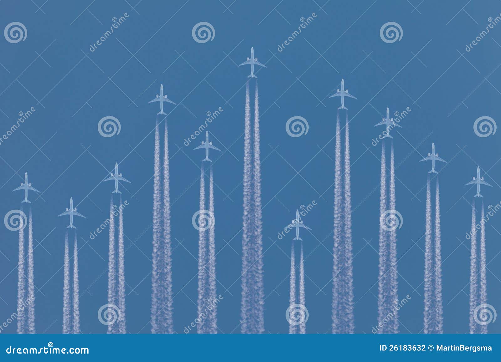 Row of airplanes flying by stock photo. Image of journey - 26183632