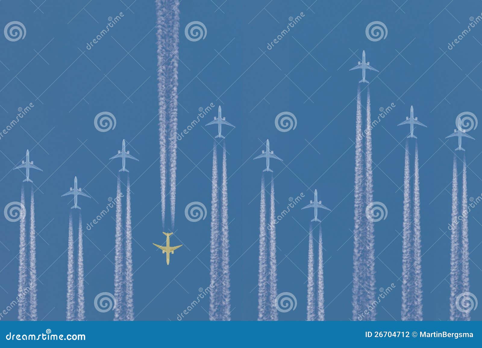 Row of airplanes flying by stock photo. Image of competition - 26704712