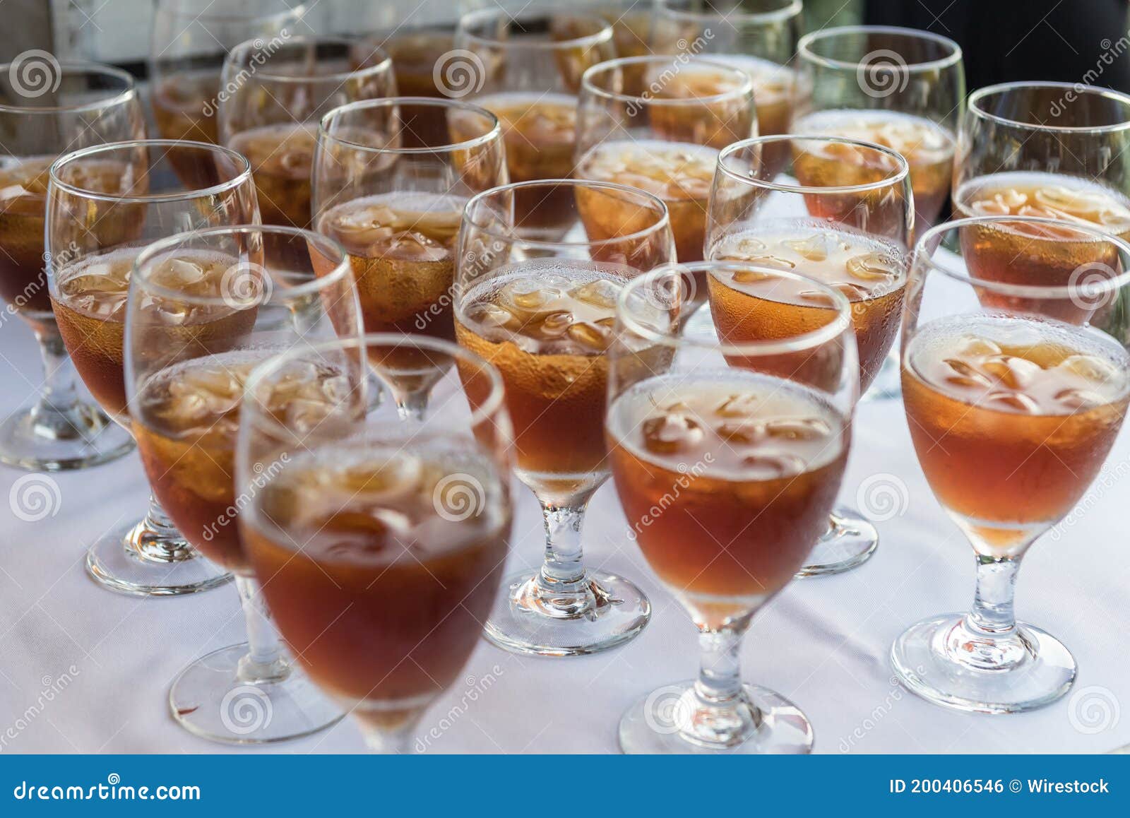 Row of Alcohol Drinks on a Table during a Wedding Ceremony, Catering ...