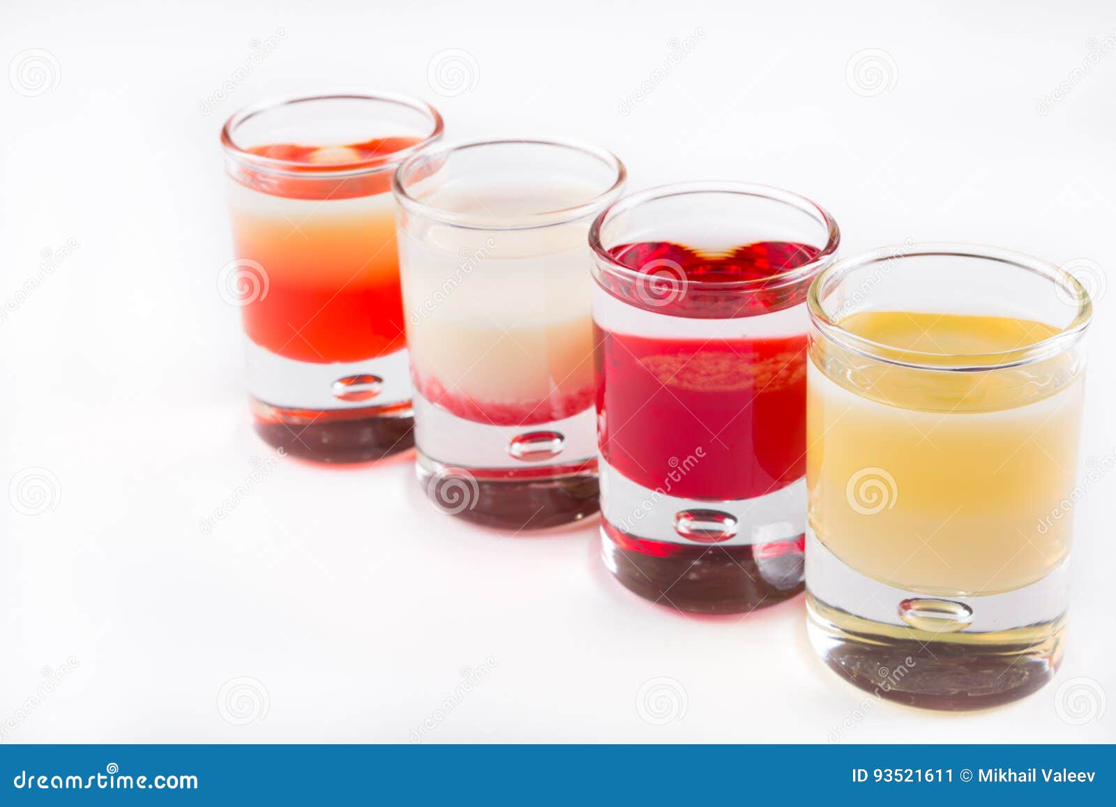 Alcohol Shots Cocktail In A Glass Isolated On White Background Royalty ...