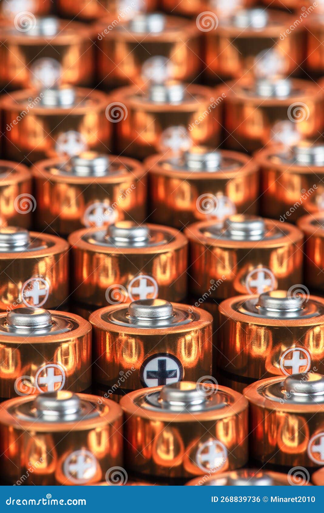 Row of Alkaline Battery Size AA in Perspective Stock Photo - Image of ...