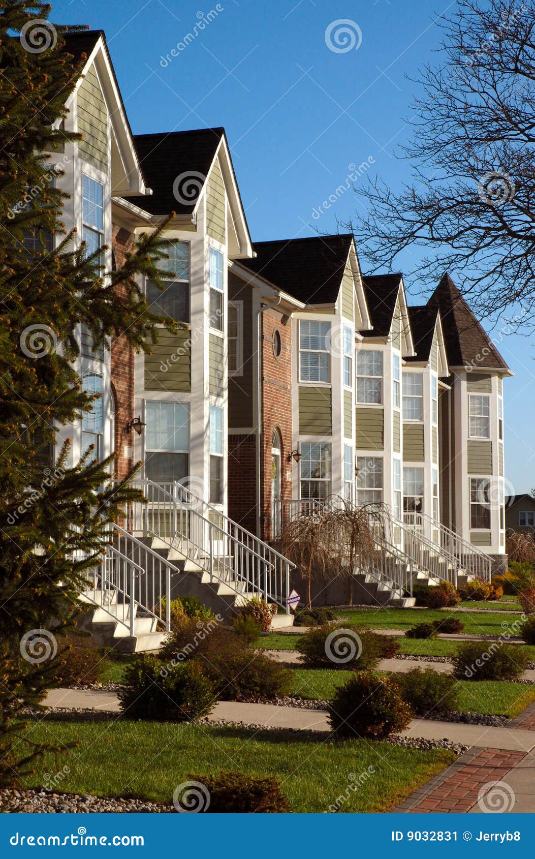 Row of American houses stock image. Image of detroit, angled - 9032831
