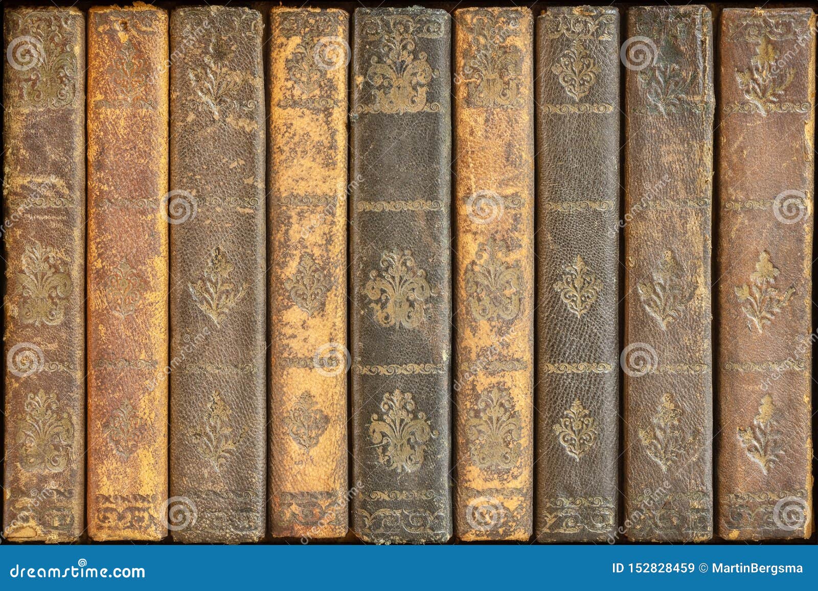 Row of Ancient Medieval Weathered Books Stock Image - Image of college ...