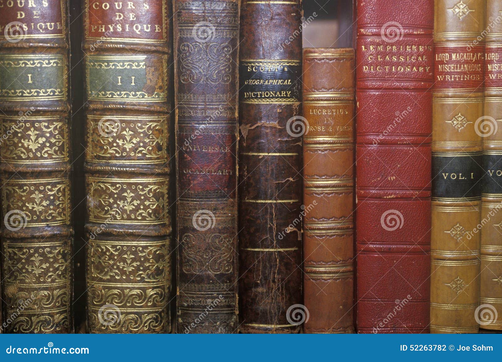 Row of Antique Books on Shelf Stock Photo - Image of editions ...