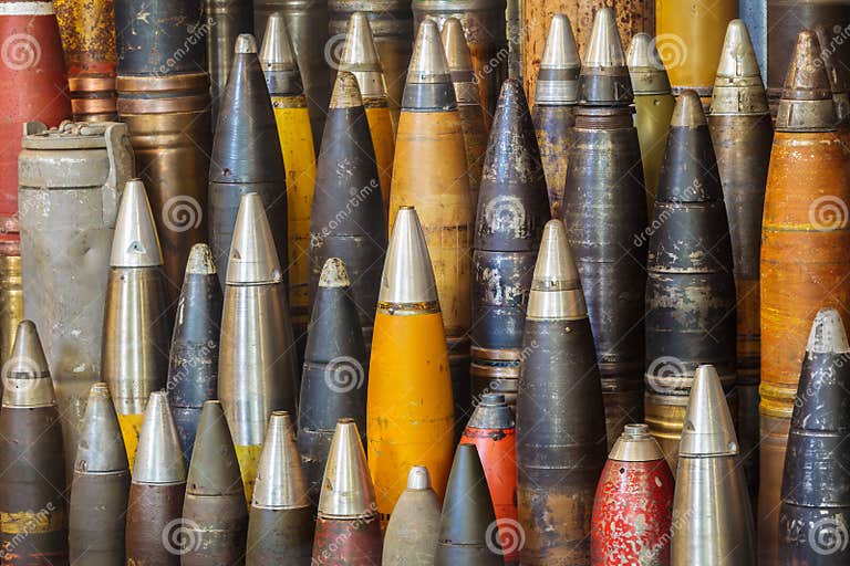Row of Antique World War Two Bombs Stock Image - Image of bomb ...