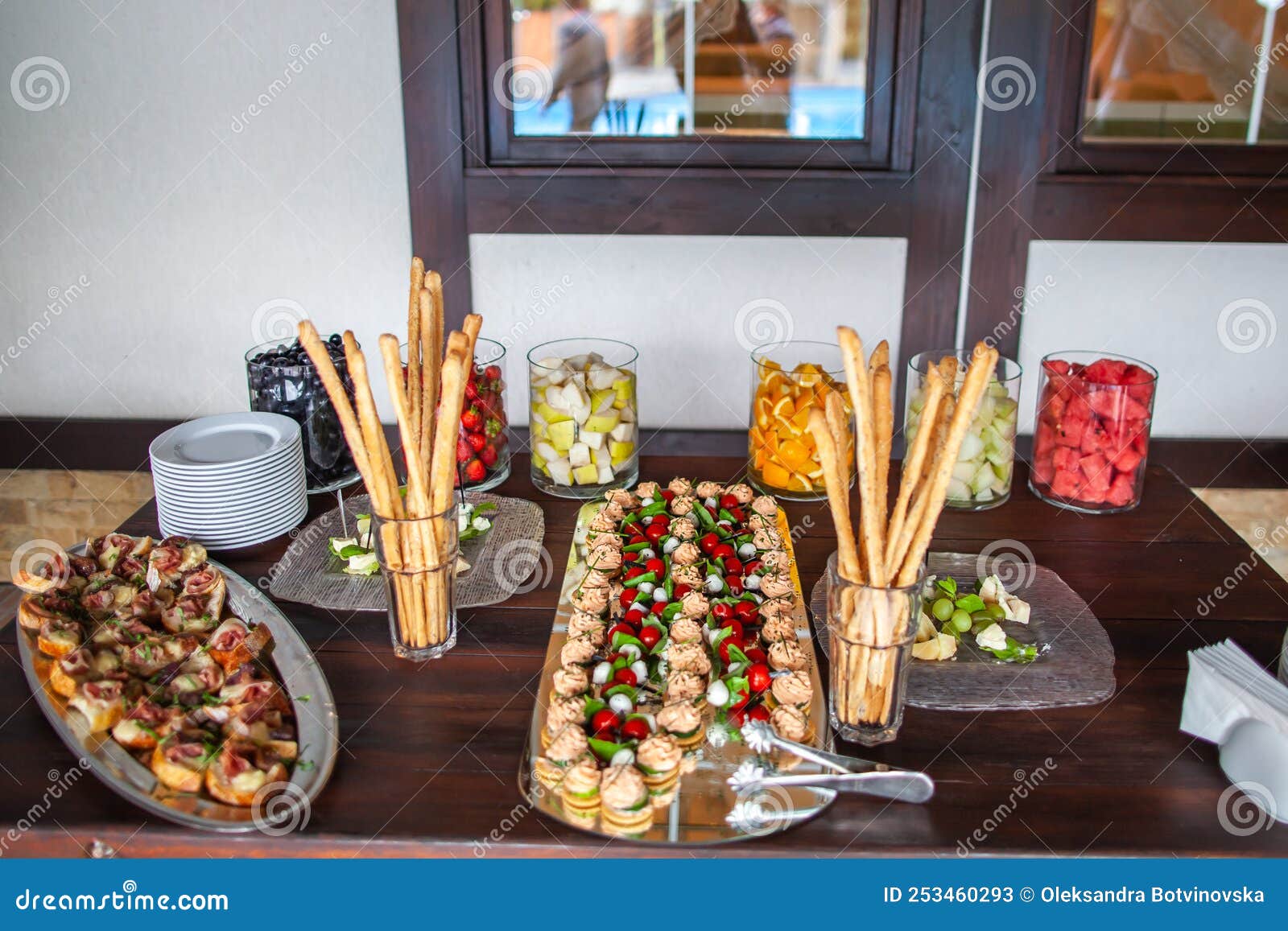 Row of Appetizers and Starters on the Wedding Table Stock Image - Image ...