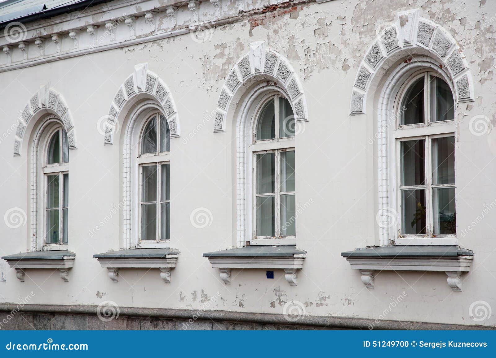 Row of arched window stock photo. Image of windowsill - 51249700
