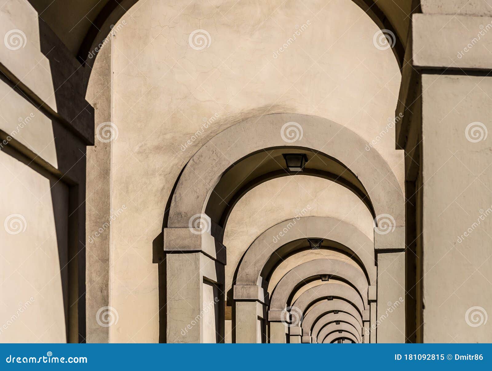 Row of the Arches in Florence, Italy Stock Image - Image of arch ...