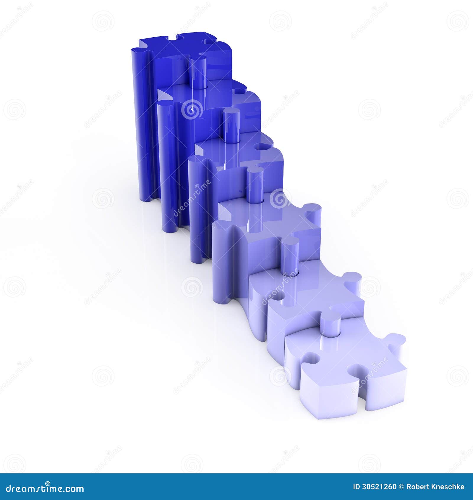 Row of Ascending Jigsaw Puzzle Stock Illustration - Illustration of ...