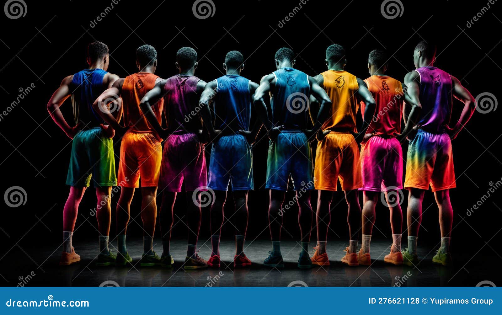 A Row of Athletes in Sports Clothing, Competing Generated by AI Stock ...