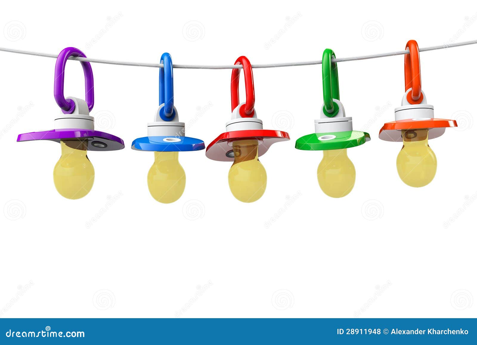 Row of Babies Pacifiers with Rope Stock Photo - Image of background ...