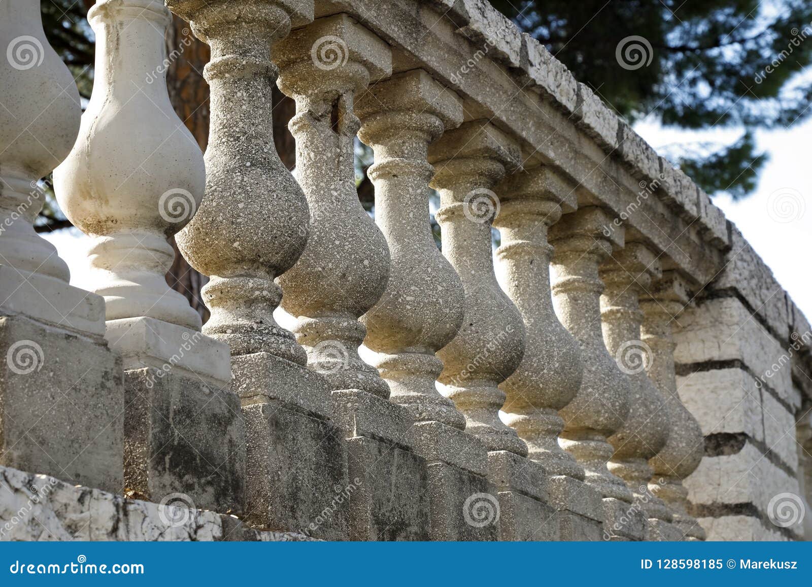 A Row of Balusters Pillars Made of Stone Stock Image - Image of curve ...