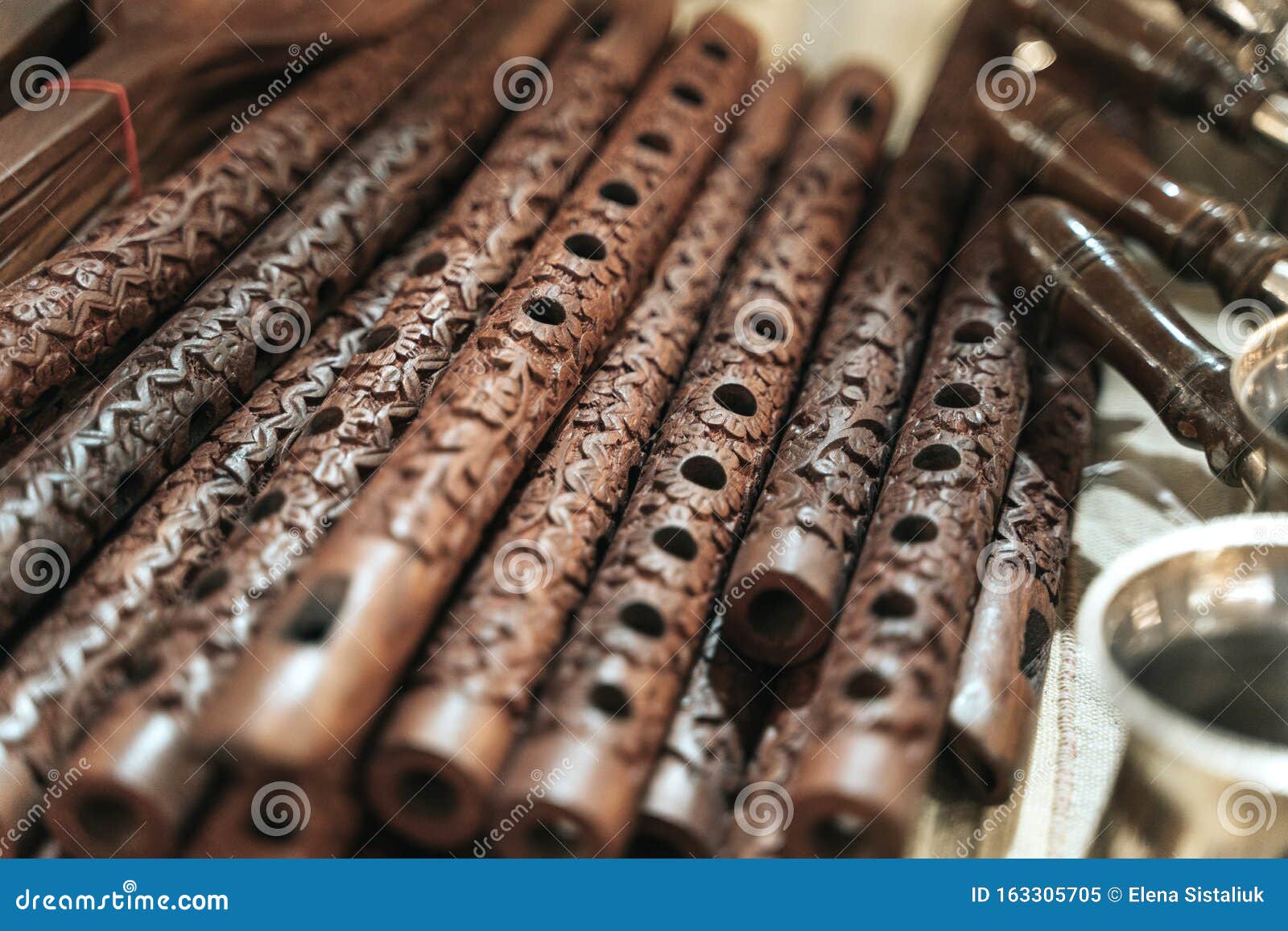 Row of Bansuri, Traditional Flute Instrument from India Stock Image ...