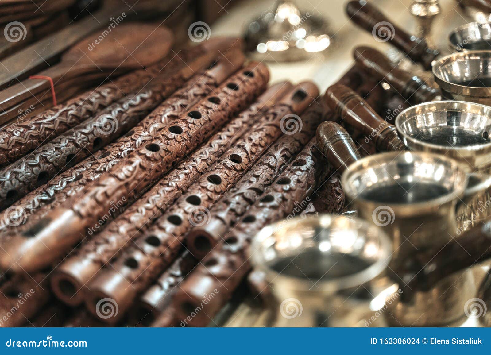 Row of Bansuri, Traditional Flute Instrument from India Stock Photo ...