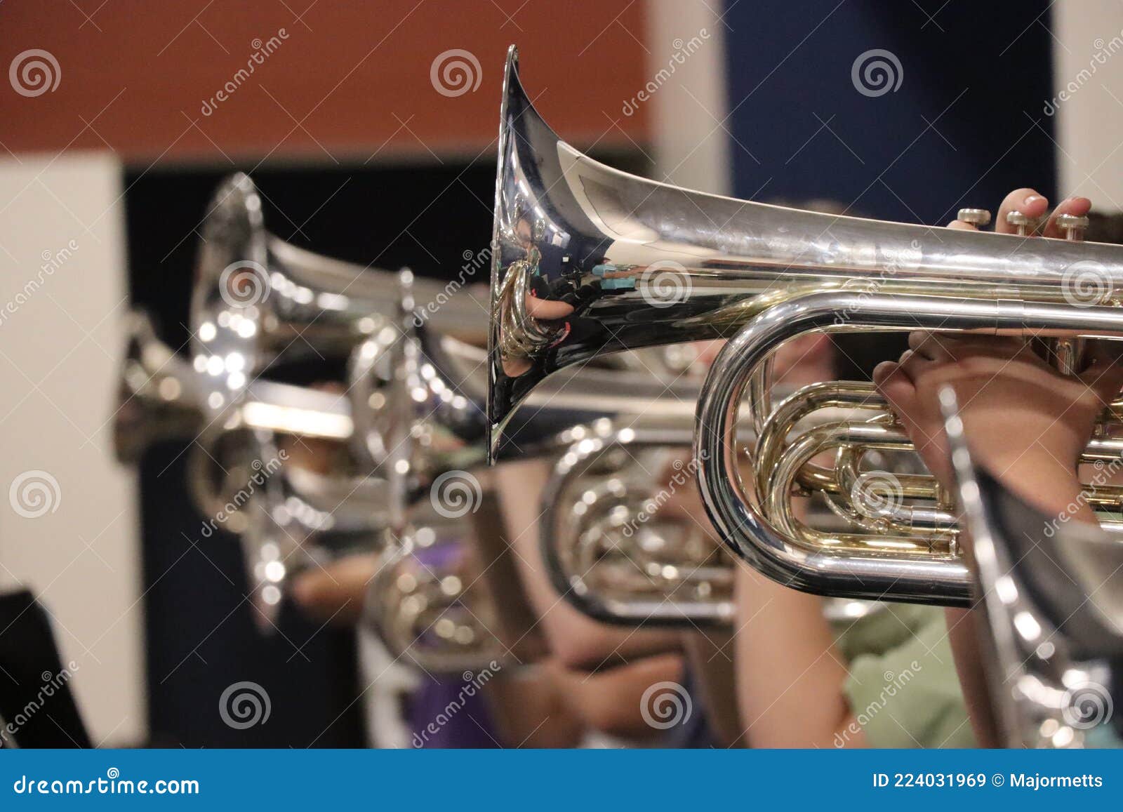 Row of baritone horns stock image. Image of band, horns - 224031969