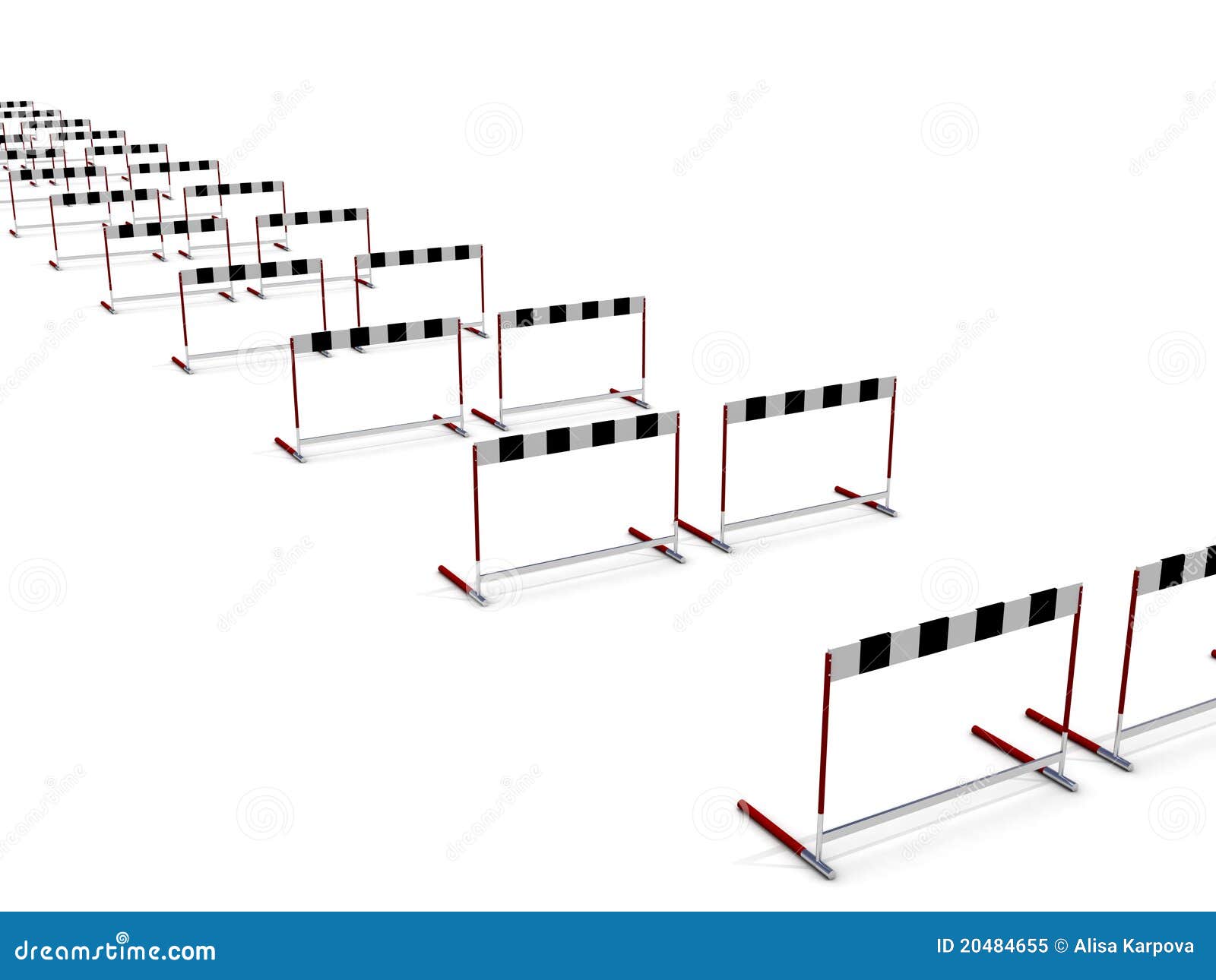 Row of barriers to success stock illustration. Illustration of failure ...