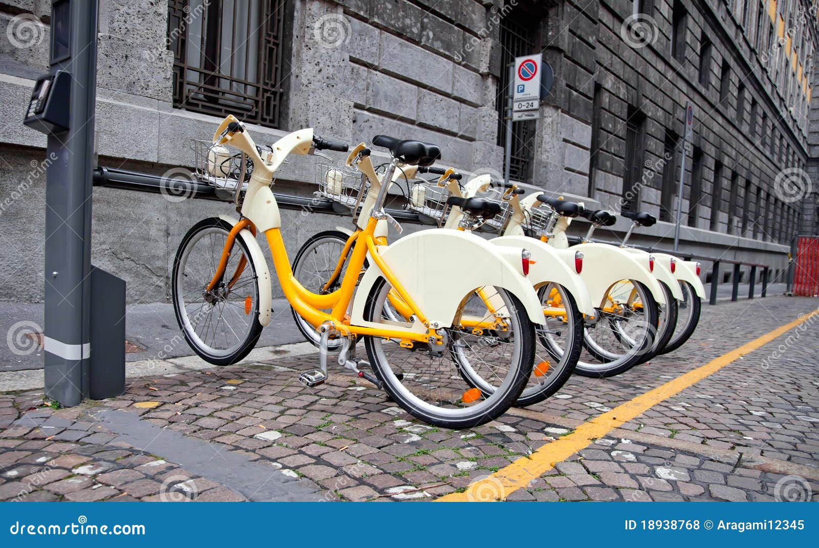 Row of bicycles for rent stock photo. Image of rank, rental - 18938768