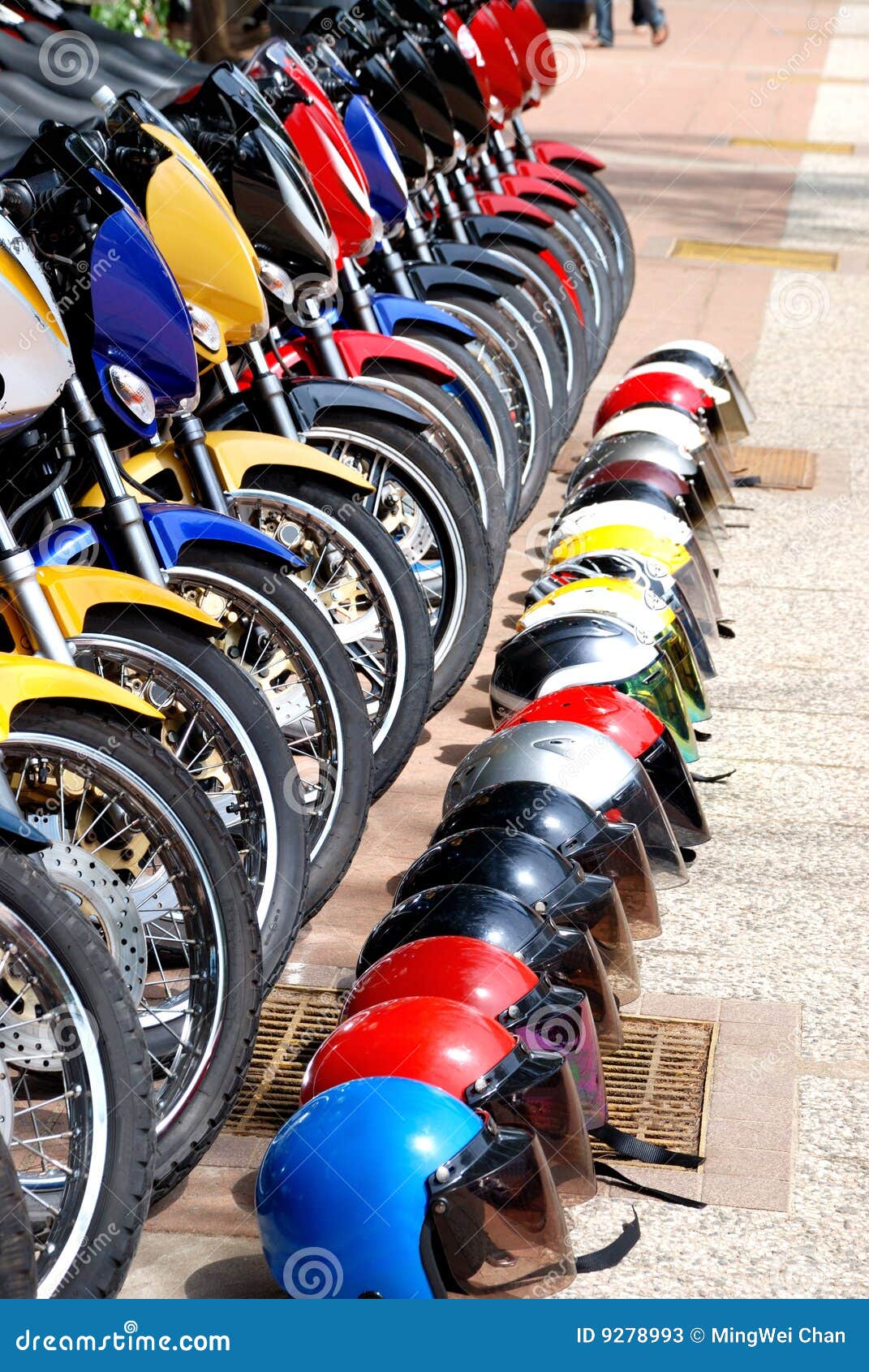 Row of Bikes stock image. Image of seat, modern, helmet - 9278993