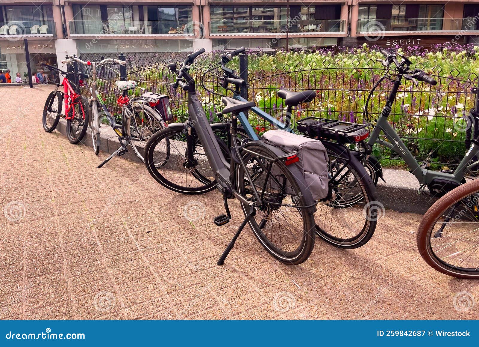 Row of Bikes Parked on the Sidewalk in Belgium Editorial Photography ...