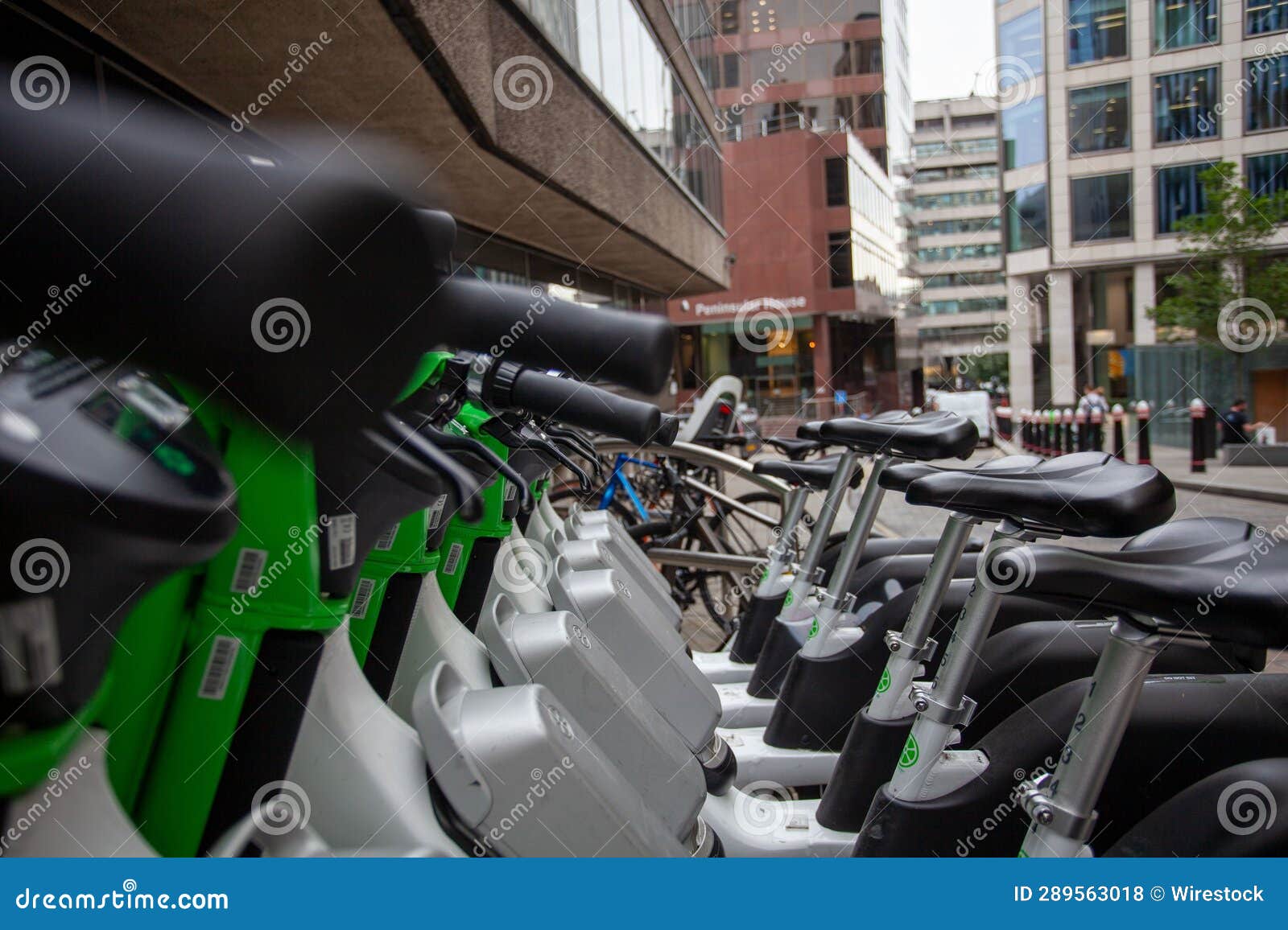 Row of Bikes on the Street of London, England Editorial Stock Photo ...