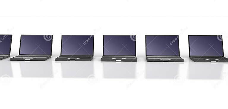 Row of black laptops stock illustration. Illustration of black - 3627512