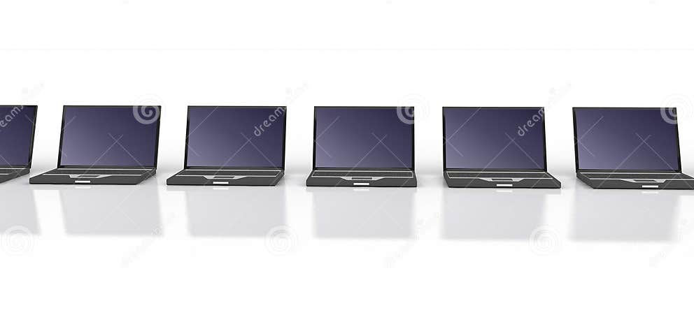 Row of black laptops stock illustration. Illustration of black - 3627512