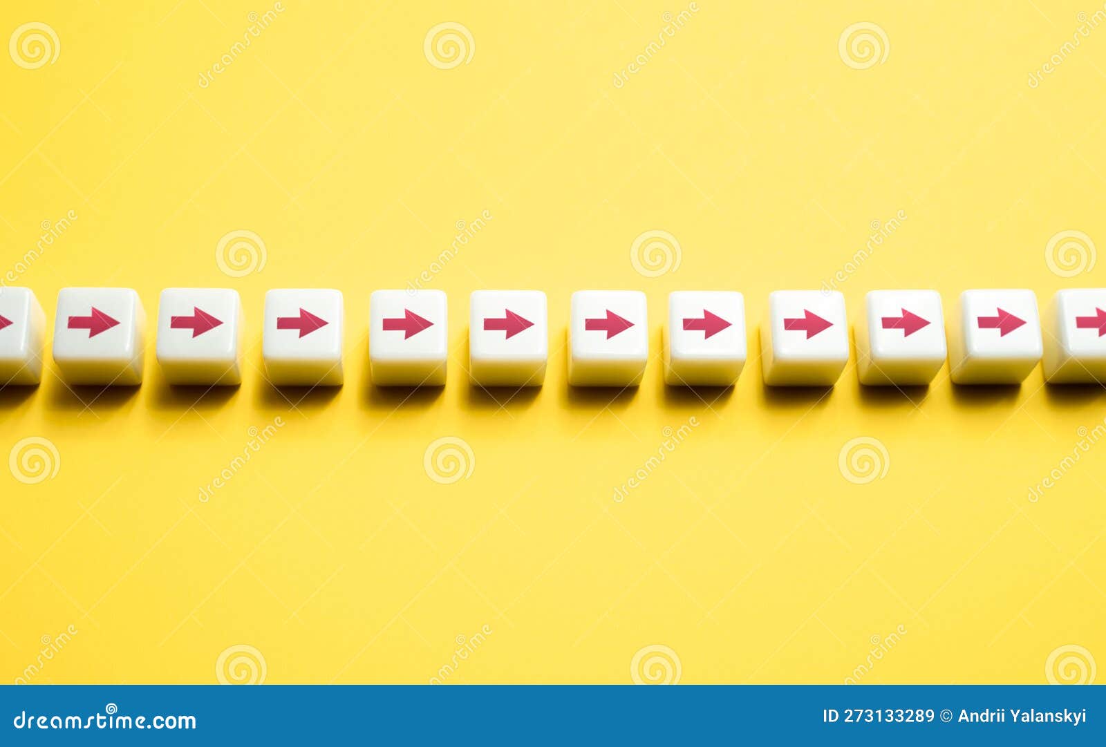 Row of Blocks with Arrows. Movement in One Direction. Sequential Chain ...