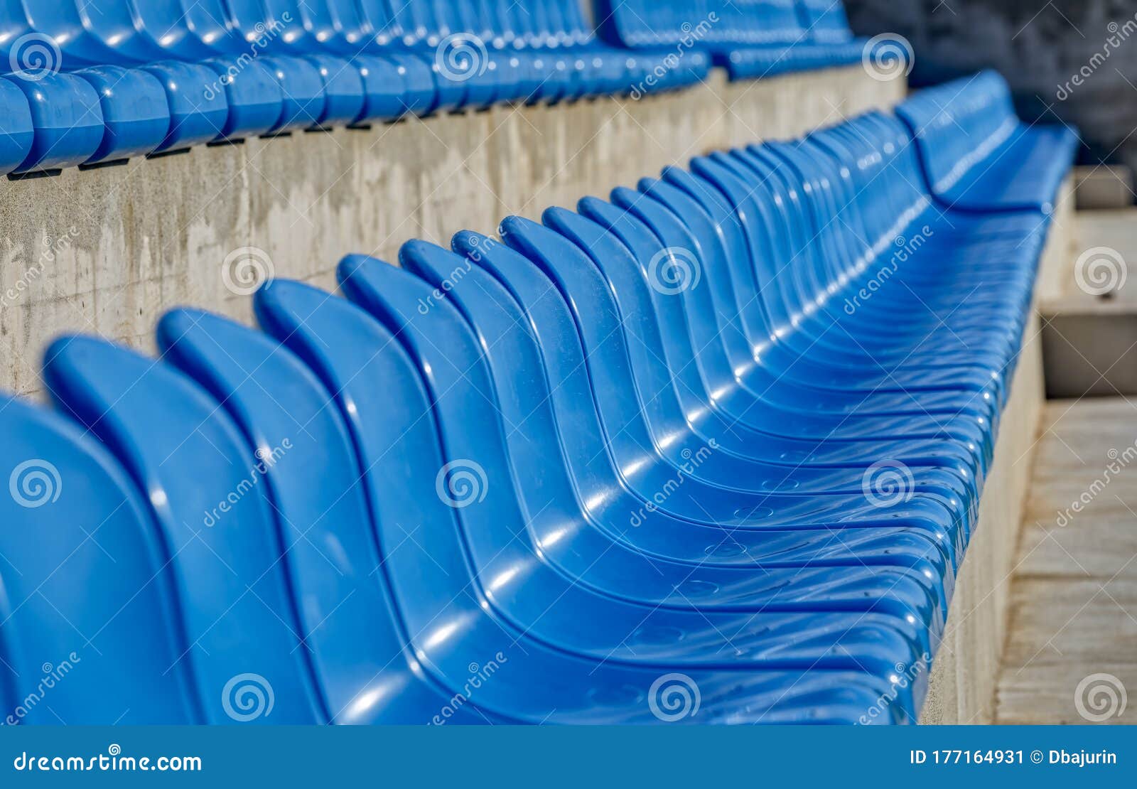 Blue Chairs at the Stadium stock image. Image of coach - 177164931