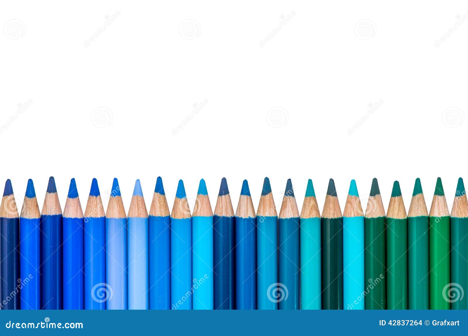 Row with Blue and Green Colored Crayons Stock Photo - Image of ...